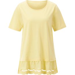CRÉATION L Damen Longshirt mit Spitze zitrone Größe 46