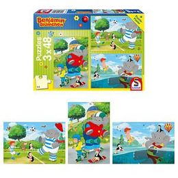 SCHMIDT Benjamin Blümchen Sport und Spiel mit Törööö! Puzzle, 3 x 48 Teile