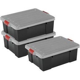 3 IRIS OHYAMA DIY SK-430 Aufbewahrungsboxen 3x 43,0 l schwarz, grau, rot 44,6 x 63,5 x 30,0 cm