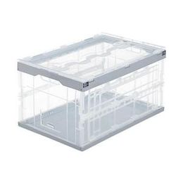 Relaxdays Klappbox 60,0 l transparent/grau 59,5 x 39,5 x 31,5 cm