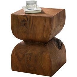 FineBuy Beistelltisch Braun Holztisch Rustikaler Deko-Tisch Anstelltisch Klein
