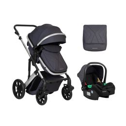 Kikkaboo Kinderwagen Darling 3 in 1 Sportsitz Tragetasche Autositz Wickeltasche grau gemustert