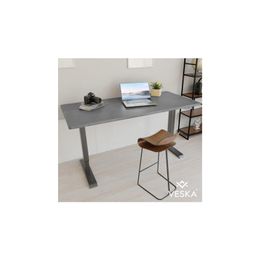 VESKA Höhenverstellbarer Schreibtisch (140 x 70 cm) - Sitz- & Stehpult - Bürotisch Elektrisch Höhenverstellbar mit Touchscreen & Stahlfüßen - Anthrazit/Anthrazit dunkel