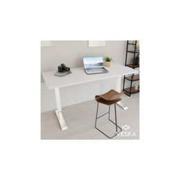 VESKA Höhenverstellbarer Schreibtisch (140 x 70 cm) - Sitz- & Stehpult - Bürotisch Elektrisch Höhenverstellbar mit Touchscreen & Stahlfüßen - Weiss/Weiss