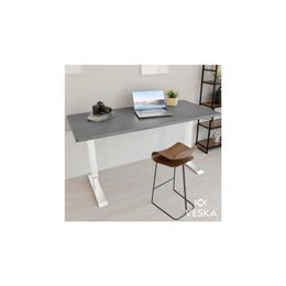 VESKA Höhenverstellbarer Schreibtisch (140 x 70 cm) - Sitz- & Stehpult - Bürotisch Elektrisch Höhenverstellbar mit Touchscreen & Stahlfüßen - Silber/Anthrazit dunkel