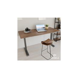 VESKA Höhenverstellbarer Schreibtisch (140 x 70 cm) - Sitz- & Stehpult - Bürotisch Elektrisch Höhenverstellbar mit Touchscreen & Stahlfüßen - Anthrazit/Antik