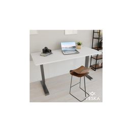 VESKA Höhenverstellbarer Schreibtisch (140 x 70 cm) - Sitz- & Stehpult - Bürotisch Elektrisch Höhenverstellbar mit Touchscreen & Stahlfüßen - Anthrazit/Weiss