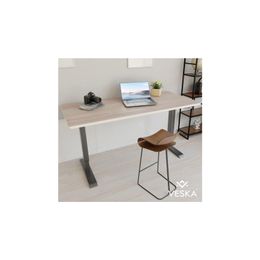 VESKA Höhenverstellbarer Schreibtisch (140 x 70 cm) - Sitz- & Stehpult - Bürotisch Elektrisch Höhenverstellbar mit Touchscreen & Stahlfüßen - Anthrazit/Eiche