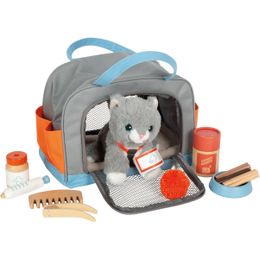 Plüschfigur Small Foot "Katze mit Tasche" Plüschfiguren grau Kinder mit Pflege- und Tierarzt-Zubehör