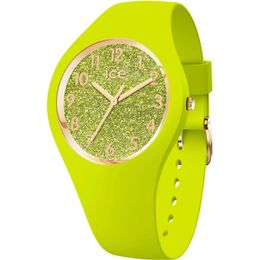 Ice Watch Quarzuhr ICE-WATCH "ICE glitter - Neon lime Small 3H, 021225" Armbanduhren gelb Damen Armbanduhr, Damenuhr, Silikonarmband, bis 10 bar wasserdicht