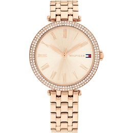 Quarzuhr Tommy Hilfiger "NATALIE" Armbanduhren goldfarben (roségoldfarben) Damen Armbanduhr, Damenuhr, Glaskristalle, Edelstahlarmband