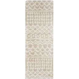 Hochflor-Läufer SURYA "DUBAI" Teppiche Gr. B: 80cm, 52mm, L: 220cm, braun Shaggy Hochflorteppich,, Flauschiger, Boho WohnzimmerteppichLäufer