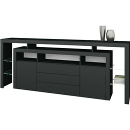 borchardt Möbel Sideboard BORCHARDT MÖBEL "Rosario" Sideboards Gr. B/H/T: 220cm x 88cm x 35cm, schwarz (schwarz-matt) Breite 220 cm