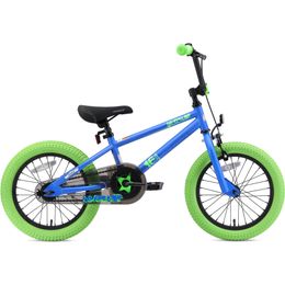 Kinderfahrrad Bikestar "BMX" Fahrräder Gr. 21cm, 16 Zoll (40,64cm), blau (blau/grün) Kinder