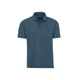 Poloshirt TRIGEMA "TRIGEMA Poloshirt DELUXE Piqué", Damen, Gr. XXL, blau (jeans, melange), 100% Baumwolle, Basic, Kurzarm, Shirts