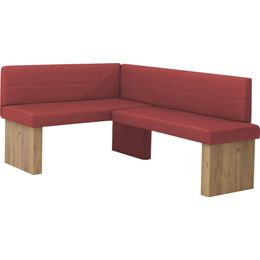 Schösswender Eckbankgruppe SCHÖSSWENDER "Anna", rot (holzwerkstoff mit farbe sonoma eiche, lotos 5269 rot, rot, eichefarben), Kunstleder, Langer Schenkel rechts (130/169cm), Holzwerkstoff, Kunstleder, Sitzmöbel-Sets, mit 2 Stühlen mit massiven Gestell