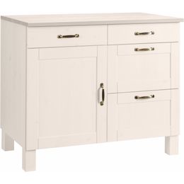 Unterschrank Home Affaire "Alby", weiß, B:100cm H:85cm T:60cm, Schränke, Breite 100 cm, 1 Tür, 4 Schubladen