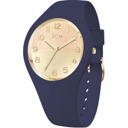 Ice Watch Quarzuhr ICE-WATCH "ICE horizon - Night gold Small 3H, 021363" Armbanduhren blau Damen Armbanduhr, Damenuhr, Silikonarmband, bis 10 bar wasserdicht