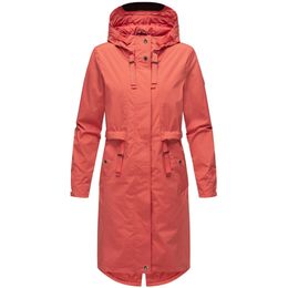 Kurzmantel Navahoo "Silberperlee", Damen, Gr. S (36), rot (coral), Obermaterial: 100% Polyester, Innenfutter: 100% Polyester, Ärmelfutter: 100% Polyester, modisch, A-Linie ca. Mitte Knie, Langarm Ärmel ohne Ärmelschlitz normaler offener Saum mit Druckknöpfen, Mäntel, stylischer langer Mantel mit Kapuze