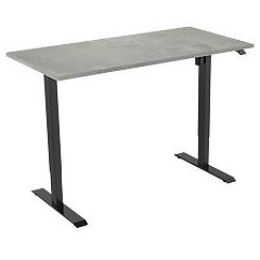 euroseats 1-Motor Sitz-Stehschreibtisch Rechteckig Weiß Beton T-Fuß 1.600 (B) x 800 (T) x 1.235 (H) mm Metall