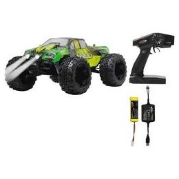 RC-Monstertruck Jamara "Shiro Monstertruck 4WD" Fernlenkfahrzeuge bunt (grün/gelb/schwarz) Kinder 1:10, 2,4 GHz, mit LED