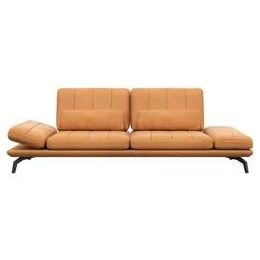 3-Sitzer FLEXLUX "Tropea Funktionssofa, Designsofa, Relaxfunktion, TV-Couch", braun (cognac), B:252cm H:90cm T:145cm, Sofas, mit Armteilverstellung sowie Sitztiefenverstellung, Breite 252 cm