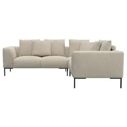 Ecksofa FLEXLUX "Sava, gleichschenklig, bequem mit hohem Sitzkomfort" Sofas Gr. B/H/T: 285cm x 94cm x 285cm, Velvet, Schenkel rechts, 3 Sitzer-Ecke -3 Sitzer, weiß (sanftes weiß) Taschenferderkern-Sitz mit Kaltschaum, lose Rücken- & Dekokissen