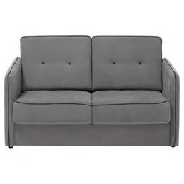 Schlafsofa Home Affaire "Merina" Sofas Gr. B/H/T: 147cm x 89cm x 87cm, Luxus-Microfaser, grau (hellgrau) mit zweigeteilter Bettfunktion, Auszug nach vorn, Federkern