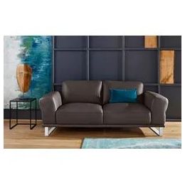 2-Sitzer W.Schillig "montanaa" Sofas Gr. B/H/T: 192cm x 78cm x 94cm, Longlife Xtra-Leder Z59, braun (braun z59) mit Metallkufen in Chrom glänzend, Breite 192 cm