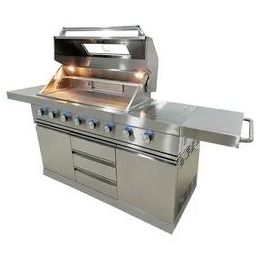 Gasgrill Buschbeck "Outdoorküche Bristol" Grills Gr. B/H/T: 214cm x 119cm x 64,5cm, silberfarben (edelstahlfarben) Outdoorküche