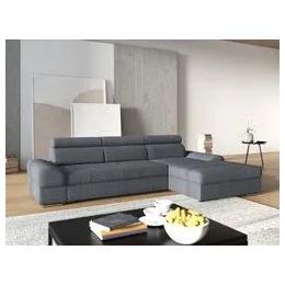 Sit & More Ecksofa SIT & MORE "Broadway L-Form" Sofas Gr. B/H/T: 284cm x 79cm x 171cm, Luxus-Microfaser ALTARA NUBUCK, Recamiere links, mit Bettfunktion, grau (dunkelgrau) inklusive Kopfteilverstellung, wahlweise mit Bettfunktion