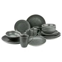 Kombiservice Creatable "Geschirr-Set Industrial Chic" Geschirr-Sets Gr. 16 tlg., grau (anthrazit) Service, seidenmatte Sprenkelglasur, 16 Teile, für 4 Personen