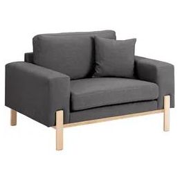 Loveseat OTTO products "Hanne Sessel mit Holzrahmen" Gr. Baumwoll-/Leinenmix, B/H/T: 128cm x 86cm x 88cm, grau (anthrazit) Sofas Verschiedene Bezugsqualitäten: Baumwolle, recyceltes Polyester