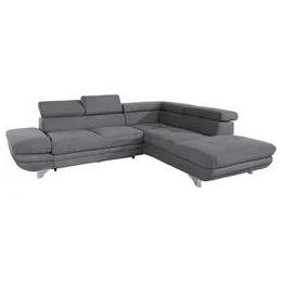 Ecksofa COTTA "Enterprise L-Form" Sofas Gr. B/H/T: 273cm x 72cm x 237cm, Chenille, Ottomane rechts, mit Kopfteilverstellung-mit Armteilverstellung, grau (stone) inklusive Kopf- und Armteilverstellung, wahlweise mit Bettfunktion