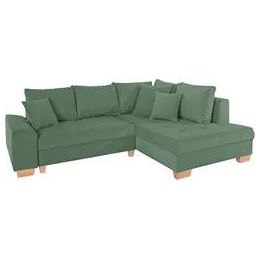 Ecksofa Inosign "Nikita II, L-Form" Sofas Gr. B/H/T: 240cm x 86cm x 186cm, Aqua Clean Prestige, Ottomane rechts, Mit Kaltschaum-ohne Funktion, grün (mint) mit Kaltschaumpolsterung, wahlweise Bett und Bettkasten