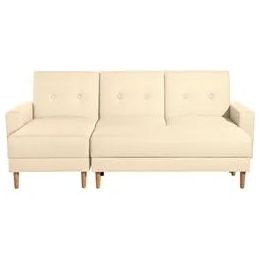 Ecksofa Max Winzer "Just Chill kubisches Schlafsofa im skandinavischen Stil, bequem" Sofas Gr. B/H/T: 230cm x 93cm x 152cm, Strukturgewebe 16523, Recamiere beidseitig montierbar, ohne Hocker, beige Recamiere links oder rechts montierbar, mit Rückenverstellung