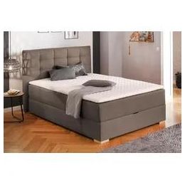 Boxbett Home Affaire "Olivet" Komplettbetten Gr. Struktur (100% Polyester), Liegefläche B/L: 140cm x 200cm, Gewicht bis: 100 kg H3, Bonnell-Federkernmatratze, braun (hellbraun) in 4 Farben, Breiten, 2 Matratzenarten, auch Überlänge 220 cm