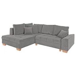 Ecksofa Inosign "Nikita II, L-Form" Sofas Gr. B/H/T: 240cm x 86cm x 186cm, Aqua Clean Pascha, Ottomane links, mit Bettfunktion-mit Bettkasten, grau (melange) mit Kaltschaumpolsterung, wahlweise Bett und Bettkasten