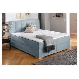 Boxbett Home Affaire "Olivet" Komplettbetten Gr. Struktur (100% Polyester), Liegefläche B/L: 160cm x 200cm, Gewicht bis: 100 kg H3, Bonnell-Federkernmatratze, blau (petrol) in 4 Farben, Breiten, 2 Matratzenarten, auch Überlänge 220 cm