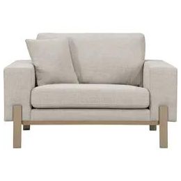 Loveseat OTTO products "Hanne Sessel mit Holzrahmen" Gr. Struktur fein recycelt, B/H/T: 128cm x 86cm x 88cm, beige Sofas Verschiedene Bezugsqualitäten: Baumwolle, recyceltes Polyester