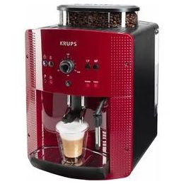 Krups Kaffeevollautomat "EA8107 Arabica" Kaffeevollautomaten 2-Tassen-Funktion, manueller Dampfdüse, 2 voreingestelle Kaffeestärken rot (bordeaux)