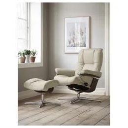 Relaxsessel stressless "Mayfair" Sessel Gr. Leder BATICK, Cross Base Braun, Relaxfunktion-Drehfunktion-PlusTMSystem-Gleitsystem-BalanceAdaptTM, B/H/T: 83cm x 102cm x 74cm, beige (cream batick) mit Hocker, Cross Base, Größe S, M & L, Holzakzent Braun