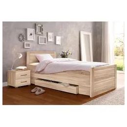 Bett Priess "Husum Schlafzimmer Jugendzimmer Rahmenbett", braun (struktureichefarben hell), B:130cm H:85cm L:208cm, Betten, Bettgestell Jugendbett, mit Komforthöhe verschiedene Ausführungen hochwertige Premium Qualität