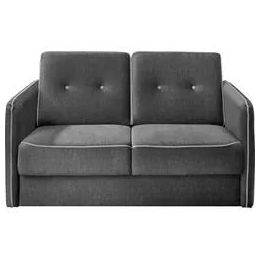 Schlafsofa Home Affaire "Merina" Sofas Gr. B/H/T: 147cm x 89cm x 87cm, Velours, schwarz (asche) mit zweigeteilter Bettfunktion, Auszug nach vorn, Federkern