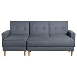 Ecksofa Max Winzer "Just Chill kubisches Schlafsofa im skandinavischen Stil, bequem" Sofas Gr. B/H/T: 230cm x 93cm x 152cm, Strukturgewebe 16523, Recamiere beidseitig montierbar, ohne Hocker, blau (denim) Recamiere links oder rechts montierbar, mit Rückenverstellung