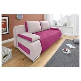 Schlafsofa Collection AB "Moritz" Sofas Gr. B/H/T: 200cm x 85cm x 98cm, Microfaser PRIMABELLE, pink (hellgrau/pink) mit Bettfunktion und Bettkasten, komfortabler Federkern