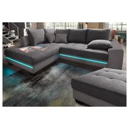 Ecksofa Inosign "Nikita II, L-Form" Sofas Gr. B/H/T: 240cm x 86cm x 190cm, Microfaser PRIMABELLE-Struktur, Ottomane links, belastbar bis 140kg-RGB-LED-Beleuchtung, grau (anthrazit, dunkelgrau) Wahlweise mit Kaltschaum, EasyBett, Bettkasten