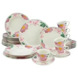 Kombiservice Creatable "Geschirr-Set Rose" Geschirr-Sets Gr. 30 tlg., bunt (natur, bunt) Service, Premium-Porzellan, Made in Europe, 30 Teile, für 6 Personen