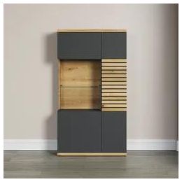 Highboard Inosign "Galway" Sideboards Gr. B/H/T: 80cm x 146cm x 37cm, schwarz (anth/eichenb) Vitrine, Breite 80 cm