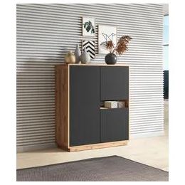 Highboard Inosign "ASTON" Sideboards Gr. B/H/T: 121cm x 126cm x 40cm, taurus eiche/schwarz matt, braun (taurus eiche/schwarz matt) Breite 121 cm.